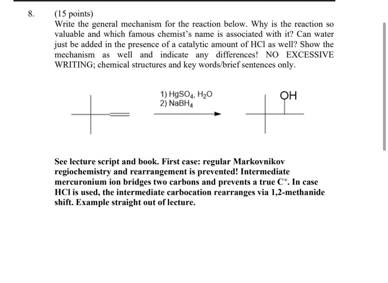 Solved (15 ﻿points)Write the general mechanism for the | Chegg.com