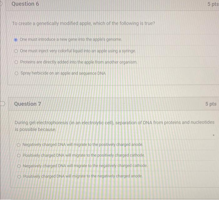 Solved To create a genetically modified apple, which of the | Chegg.com