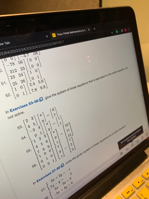 Solved + ew Tab Yuzu: Finite Mathematics & t * | Chegg.com