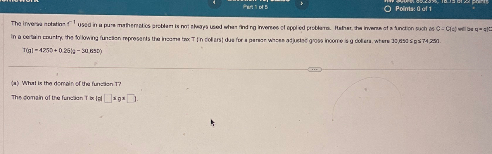 Solved Part 1 ﻿of 5Points: 0 ﻿of 1The inverse notation f1 | Chegg.com