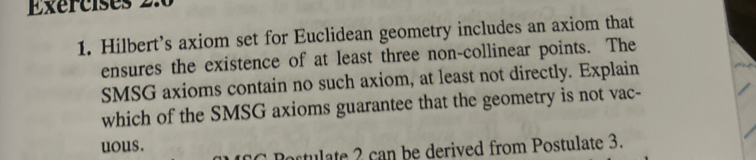 Solved Hilbert's axiom set for Euclidean geometry includes | Chegg.com