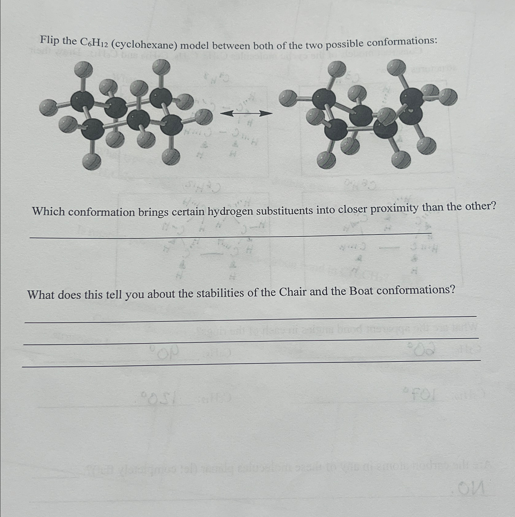 Solved Flip the C6H12 (cyclohexane) ﻿model between both of | Chegg.com