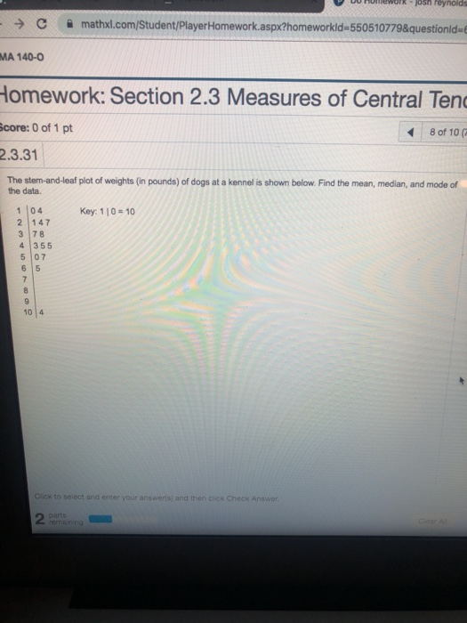Solved → C mathxl.com/Student/Player | Chegg.com