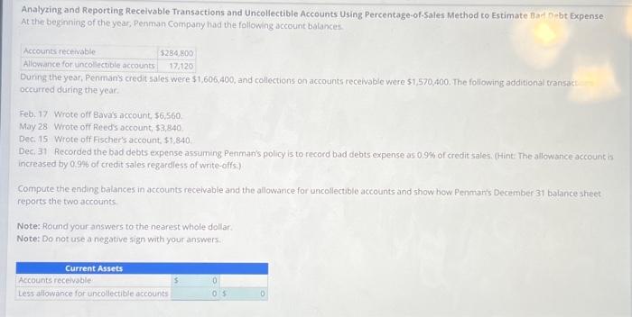 Solved Analyzing and Reporting Receivable Transactions and | Chegg.com