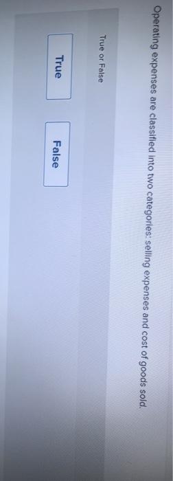 Solved Operating expenses are classified into two | Chegg.com