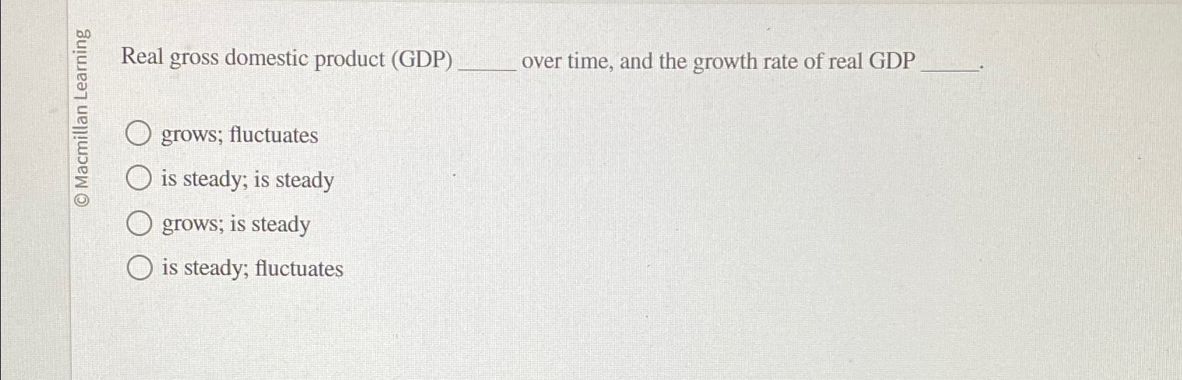Solved Real gross domestic product (GDP). ﻿over time, and | Chegg.com