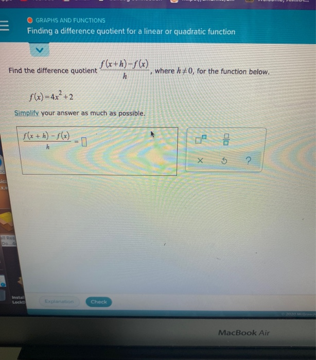 Solved GRAPHS AND FUNCTIONS Finding a difference quotient | Chegg.com