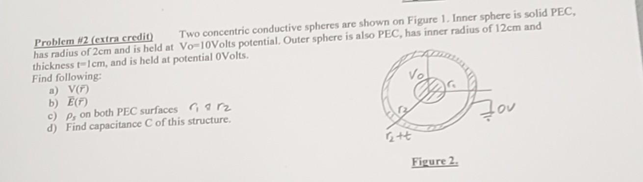 Solved Problem H2 (extra credit) Two concentric conductive | Chegg.com