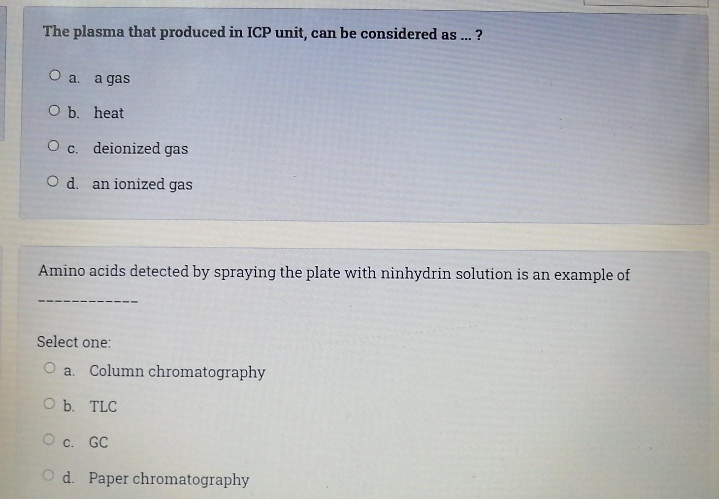 Solved The plasma that produced in ICP unit, can be | Chegg.com