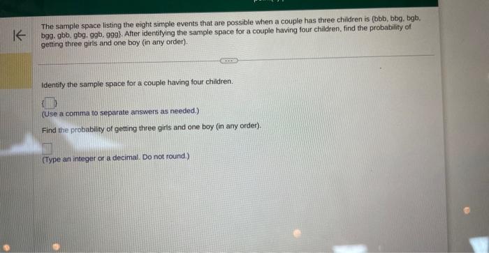 Solved The sample space listing the eight simple events that | Chegg.com