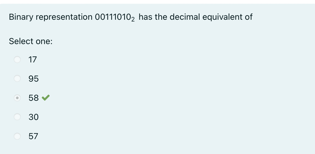 Solved Binary representation 001110102 ﻿has the decimal | Chegg.com