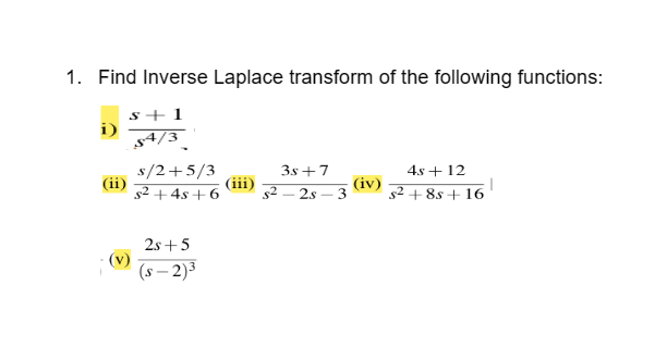 Solved Find Inverse Laplace transform of the following | Chegg.com