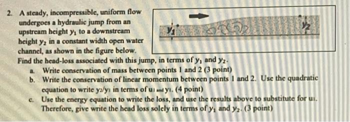 Solved 2. A steady, incompressible, uniform flow undergoes a | Chegg.com