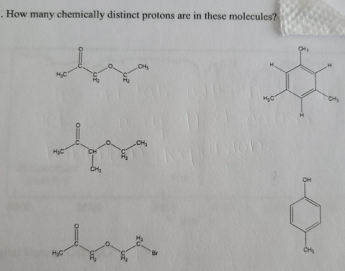 Solved F. How many chemically distinct protons are in these | Chegg.com