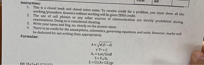 Solved Instructions: 1. This is a closed book and closed | Chegg.com