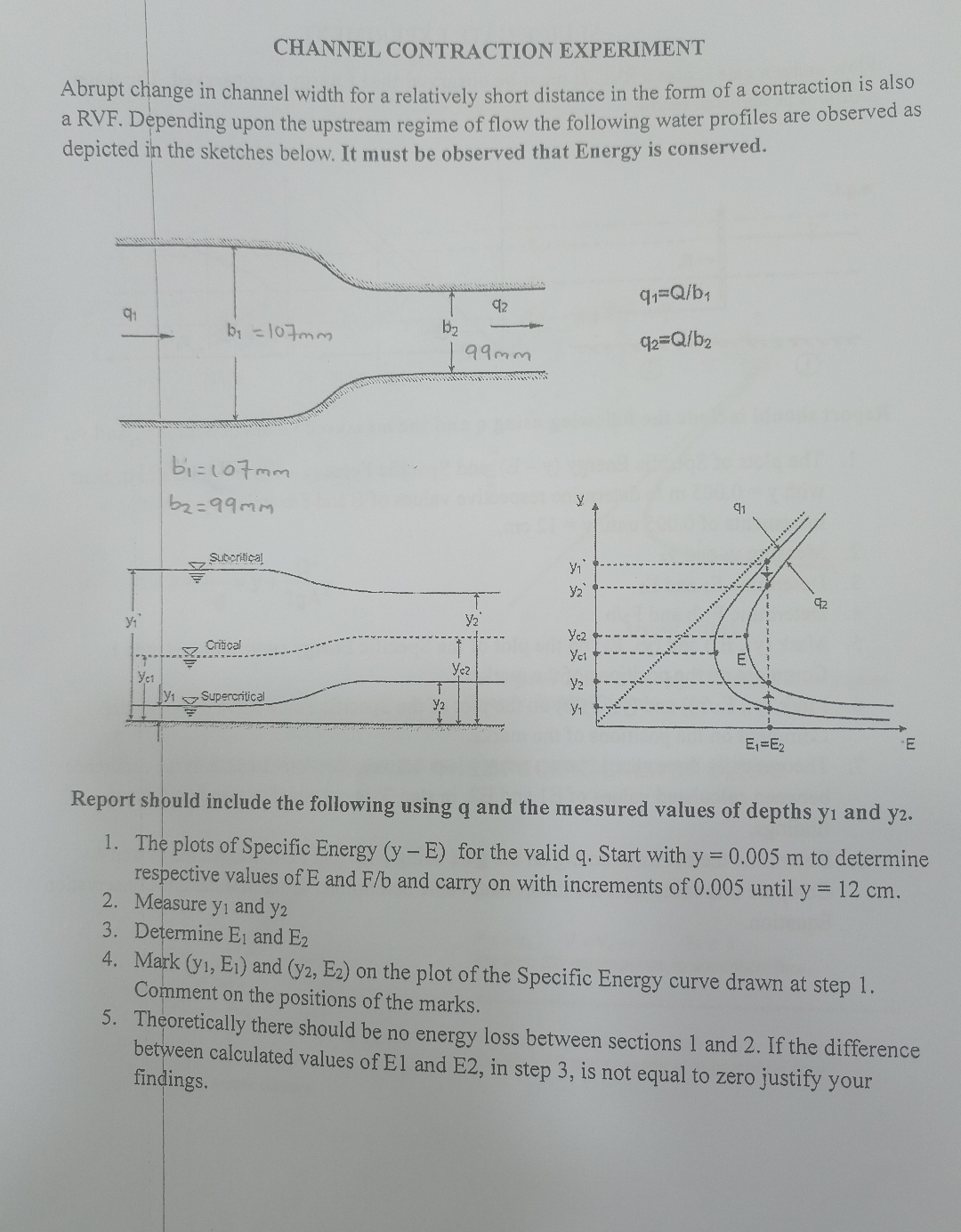 Solved CHANNEL CONTRACTION EXPERIMENTAbrupt change in | Chegg.com