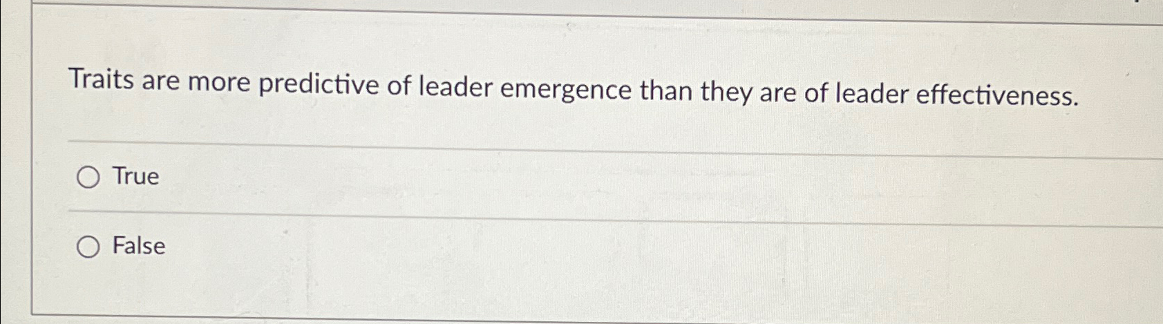 Solved Traits are more predictive of leader emergence than | Chegg.com