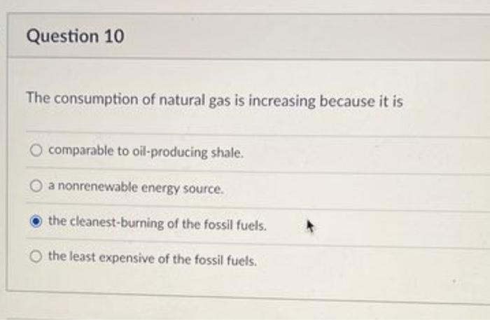 Solved The consumption of natural gas is increasing because | Chegg.com