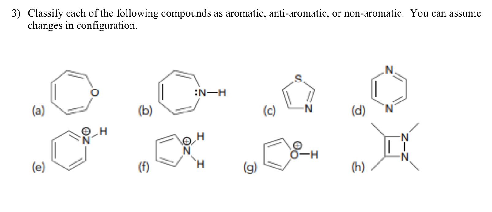 Solved Classify each of the following compounds as aromatic, | Chegg.com