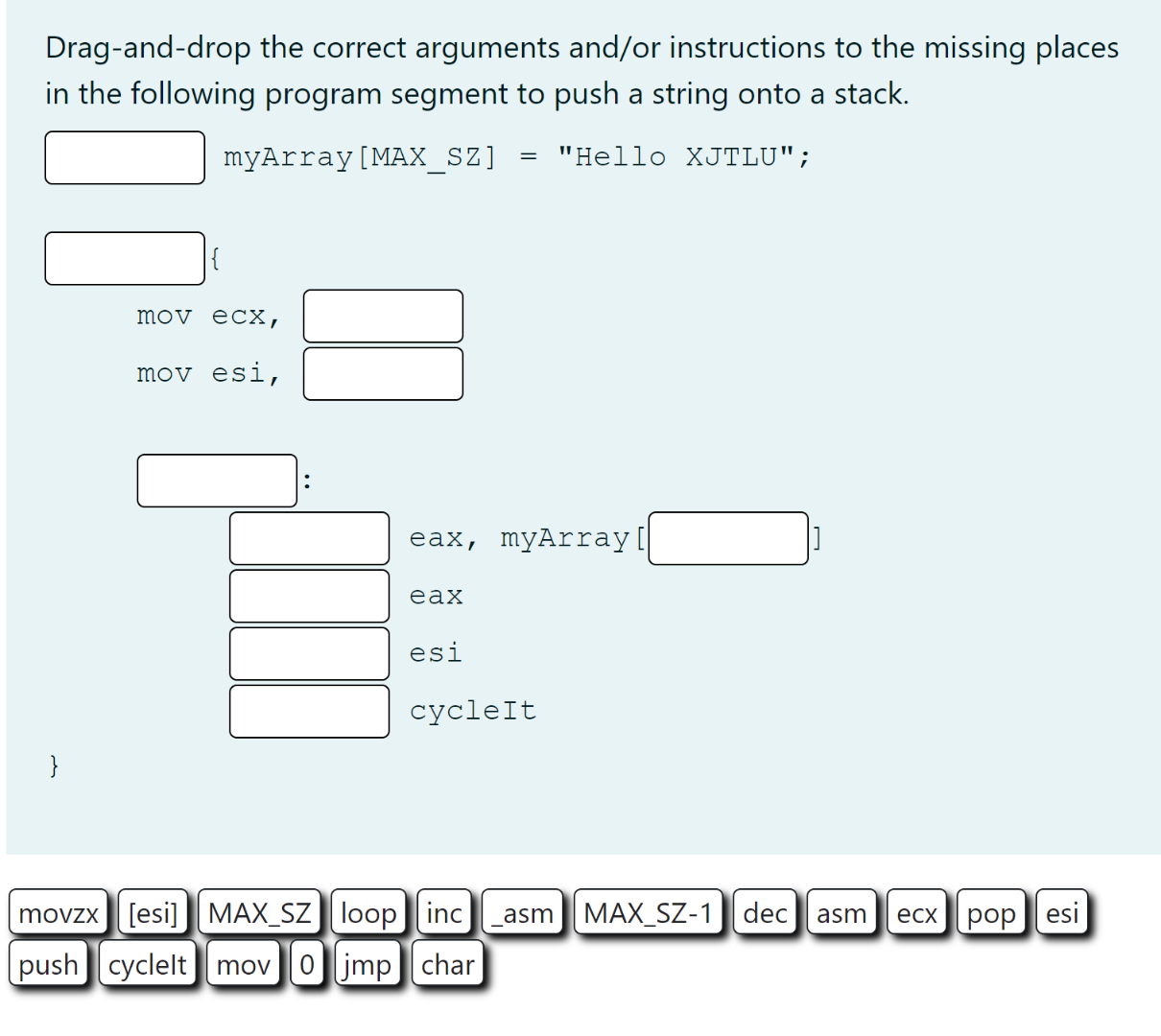 Solved Drag-and-drop the correct arguments and/or | Chegg.com