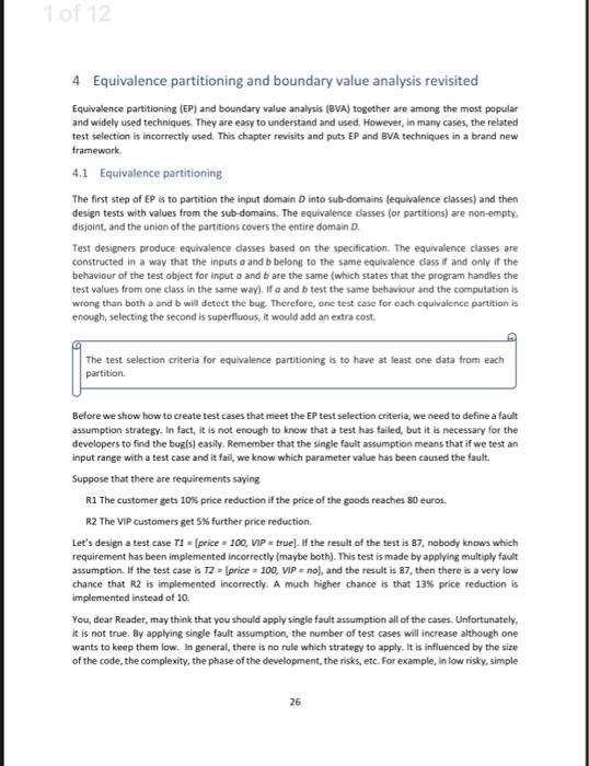 1 of 12 4 Equivalence partitioning and boundary value | Chegg.com