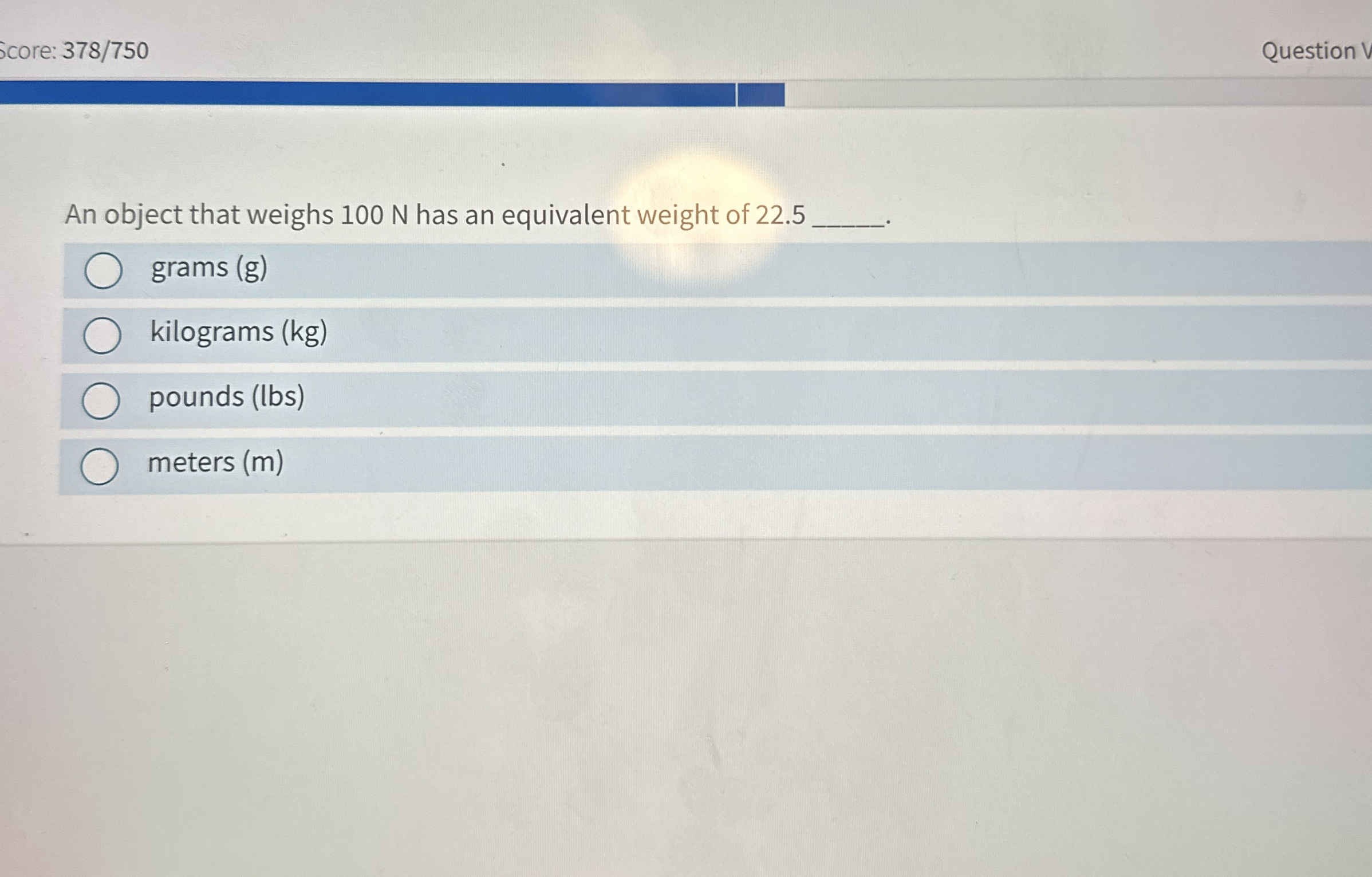 Solved Score: 378/750QuestionAn object that weighs 100 ﻿N | Chegg.com
