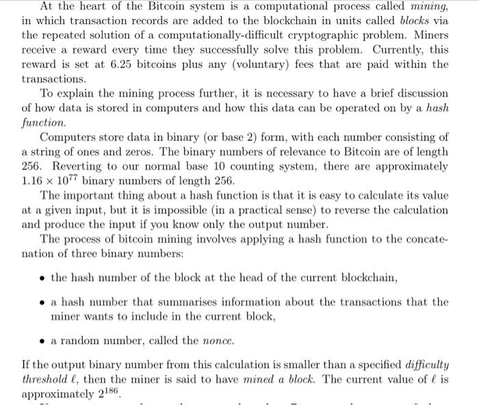 Solved At the heart of the Bitcoin system is a computational | Chegg.com