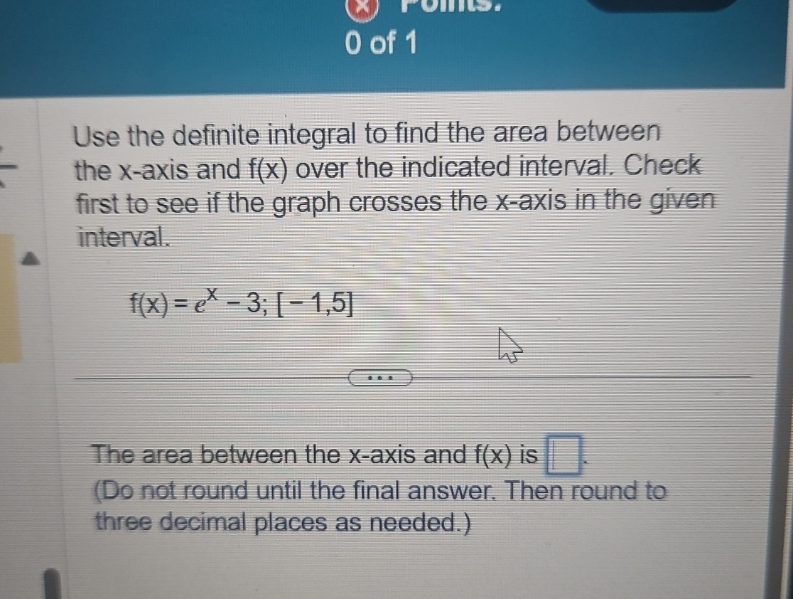 Solved 0 ﻿of 1Use the definite integral to find the area | Chegg.com