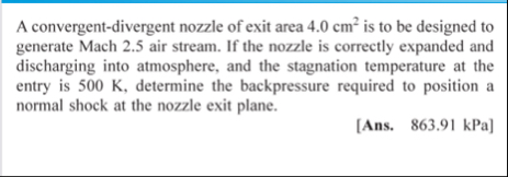 Solved A convergent-divergent nozzle of exit area 4.0cm2 ﻿is | Chegg.com