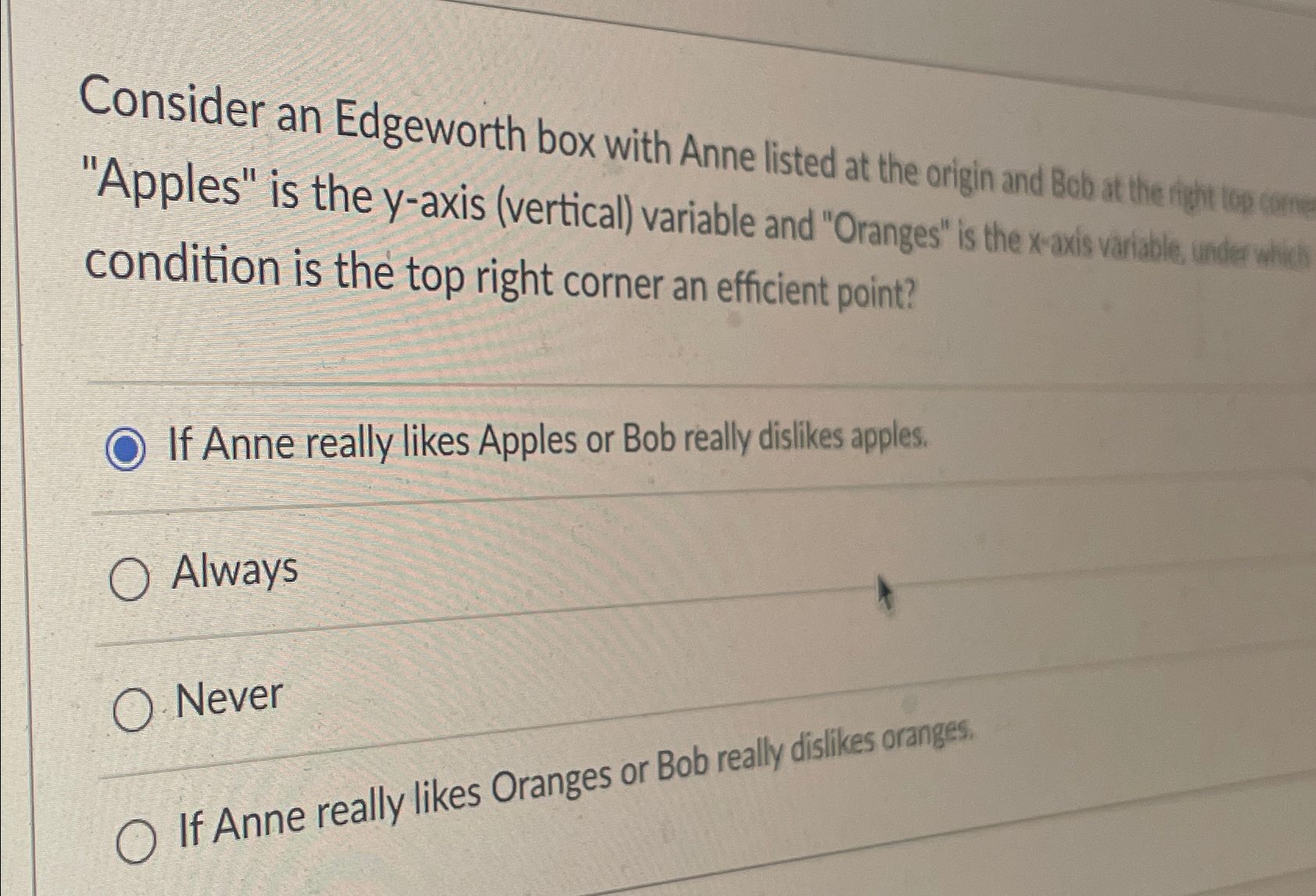Solved Consider an Edgeworth box with Anne listed at the | Chegg.com