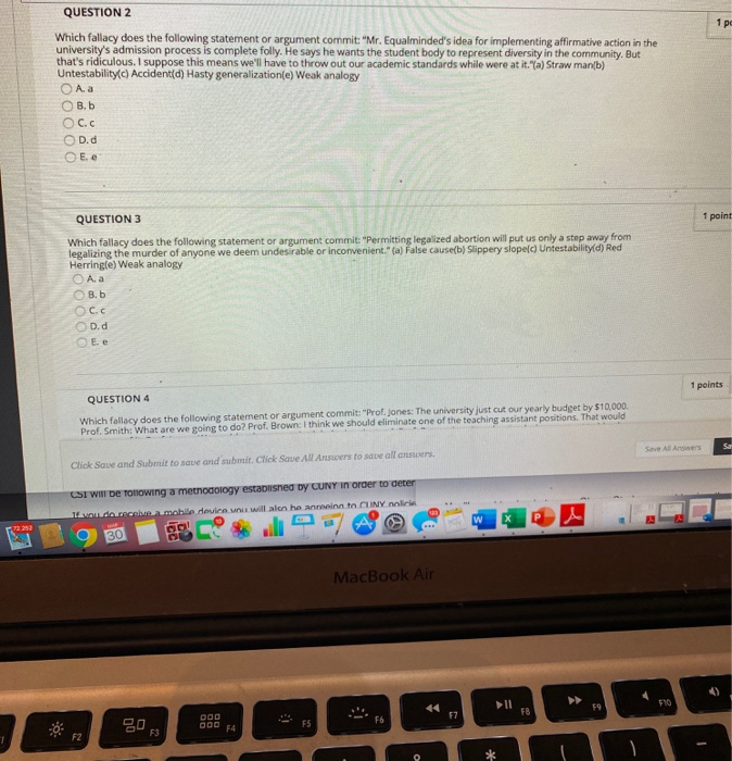 Solved QUESTION 2 Which fallacy does the following statement | Chegg.com