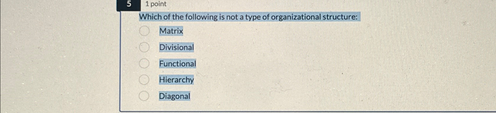 Solved 5 1 ﻿pointWhich of the following is not a type of | Chegg.com