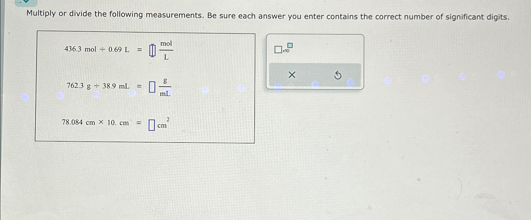 Multiply or divide the following measurements. Be | Chegg.com