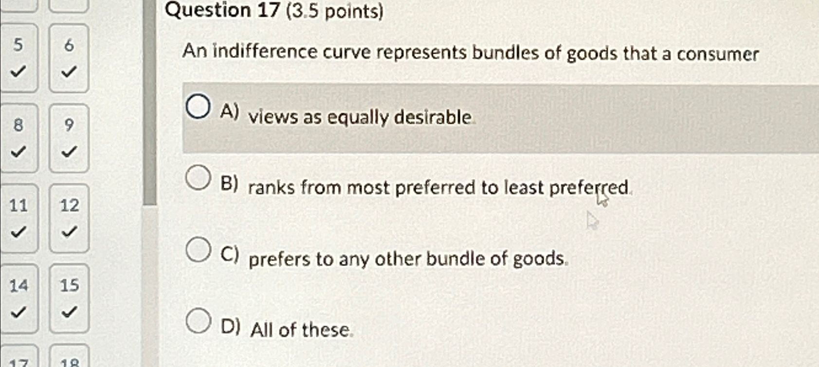 Solved Question 17 (3.5 ﻿points)An indifference curve | Chegg.com