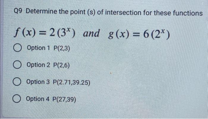 Solved Q9 Determine the point (s) of intersection for these | Chegg.com