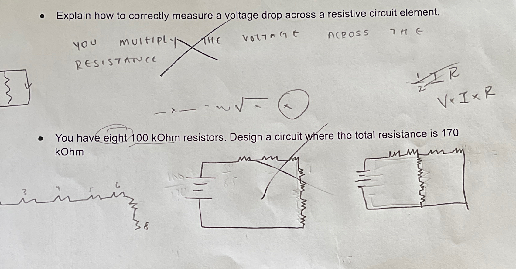 Explain how to correctly measure a voltage drop | Chegg.com