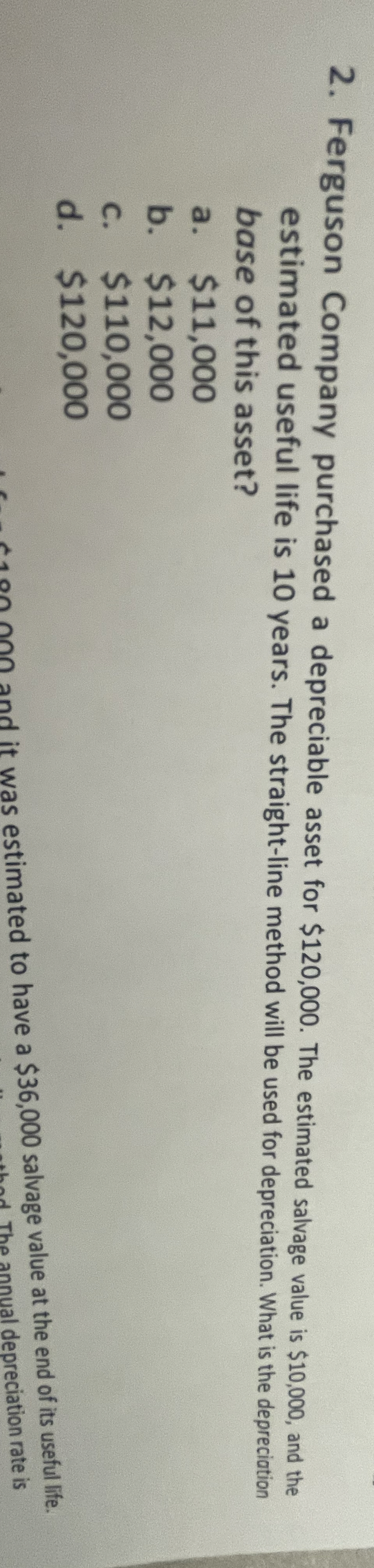 Solved Ferguson Company purchased a depreciable asset for | Chegg.com