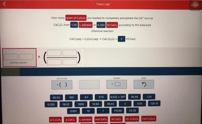 Solved chemical reaction: CaCl2(aq)+C2O4H2(aaq)→CaC2O4( | Chegg.com