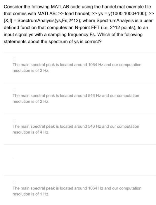 Consider the following MATLAB code using the | Chegg.com