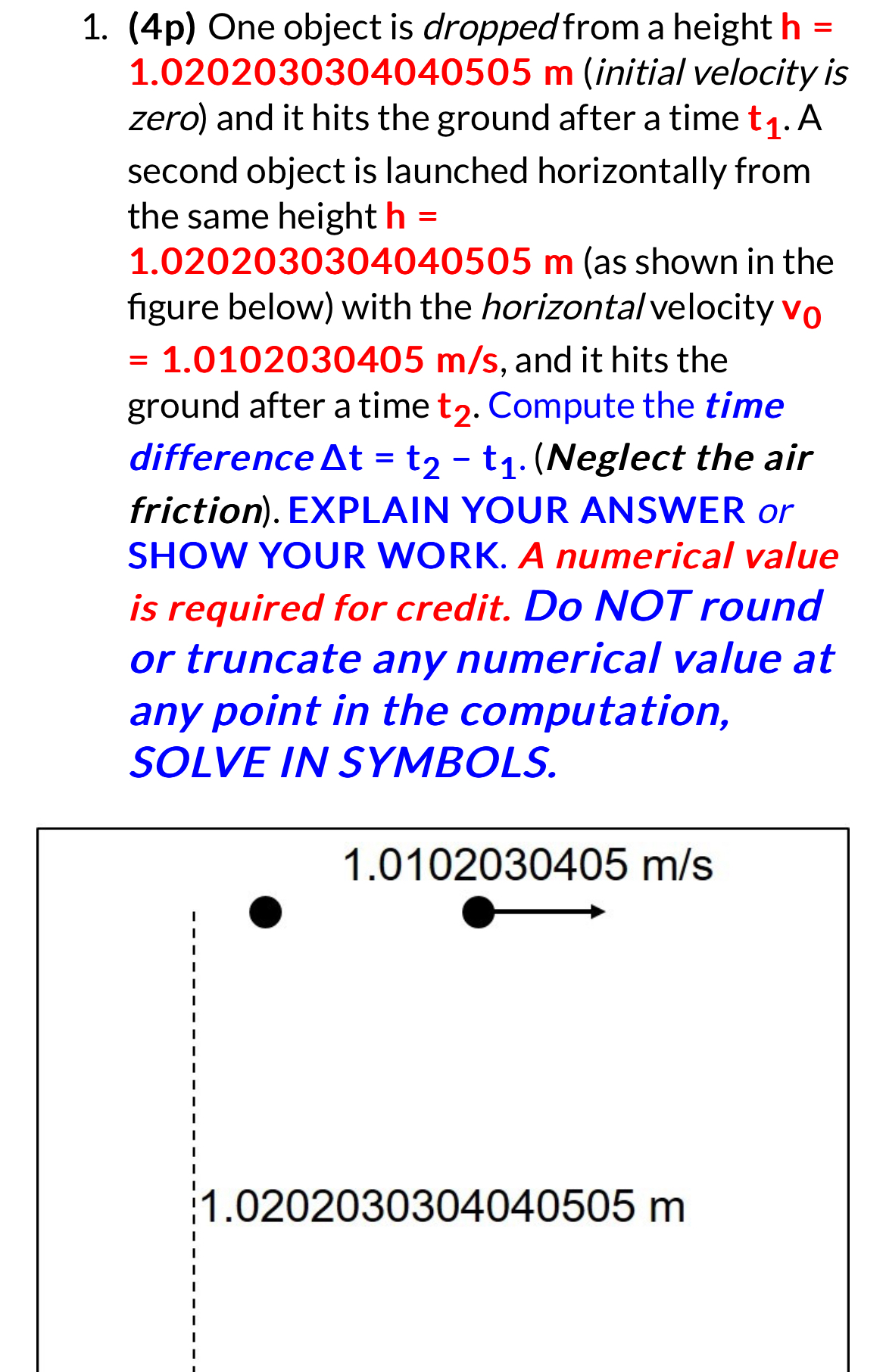 Solved (4p) ﻿One object is dropped from a height | Chegg.com