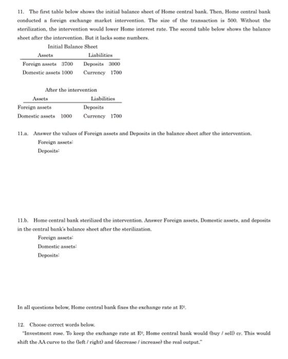 Solved 11. The first table below shows the initial balance | Chegg.com