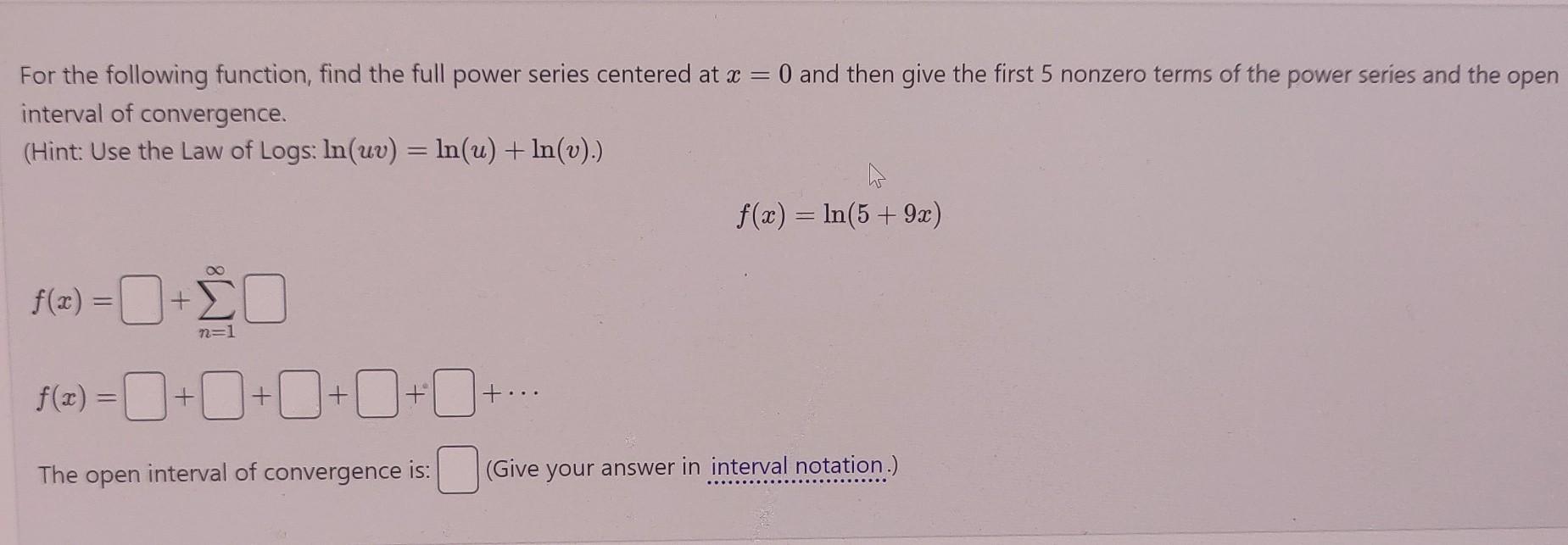 Solved For the following function, find the full power | Chegg.com