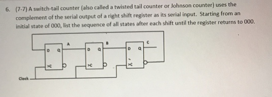 Solved (7-7) ﻿A switch-tail counter (also called a twisted | Chegg.com