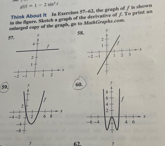 Solved G T 1−2sin2t Think About It In Exercises 57 62 The
