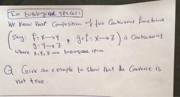 Solved In topological spaces: We know that Composition of | Chegg.com