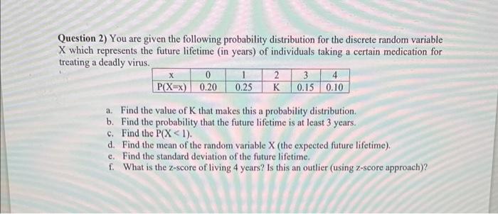 Solved Question 2) You are given the following probability | Chegg.com