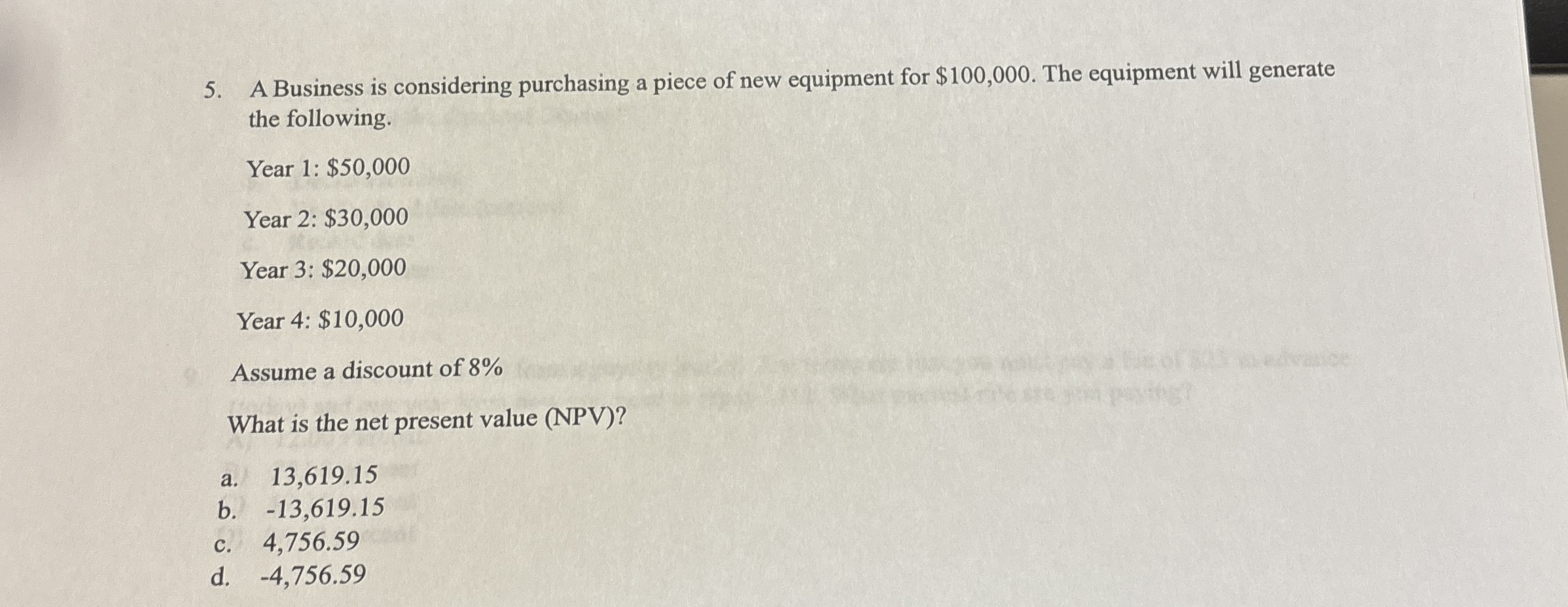 A Business is considering purchasing a piece of new | Chegg.com