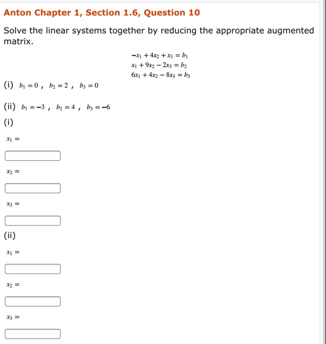 Solved Anton Chapter 1, Section 1.6, Question 10 Solve the | Chegg.com
