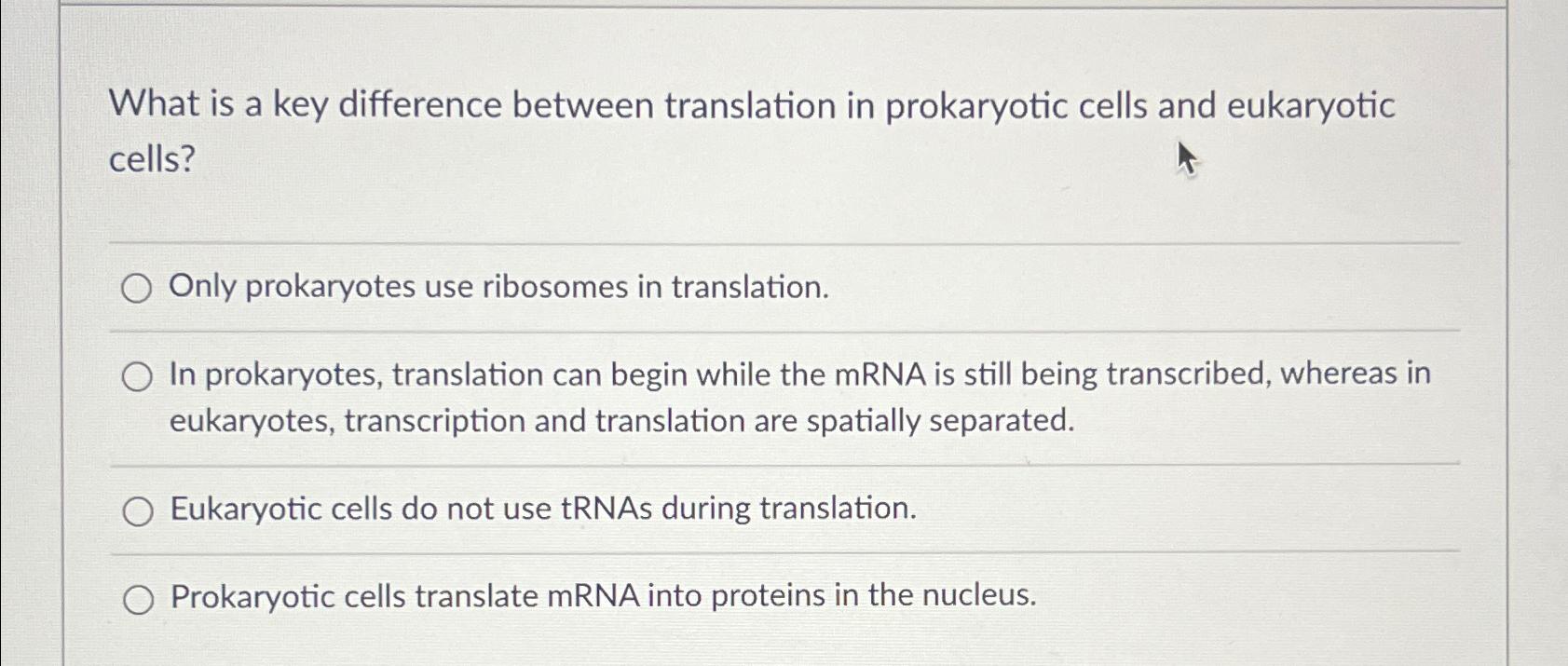 Solved What is a key difference between translation in | Chegg.com