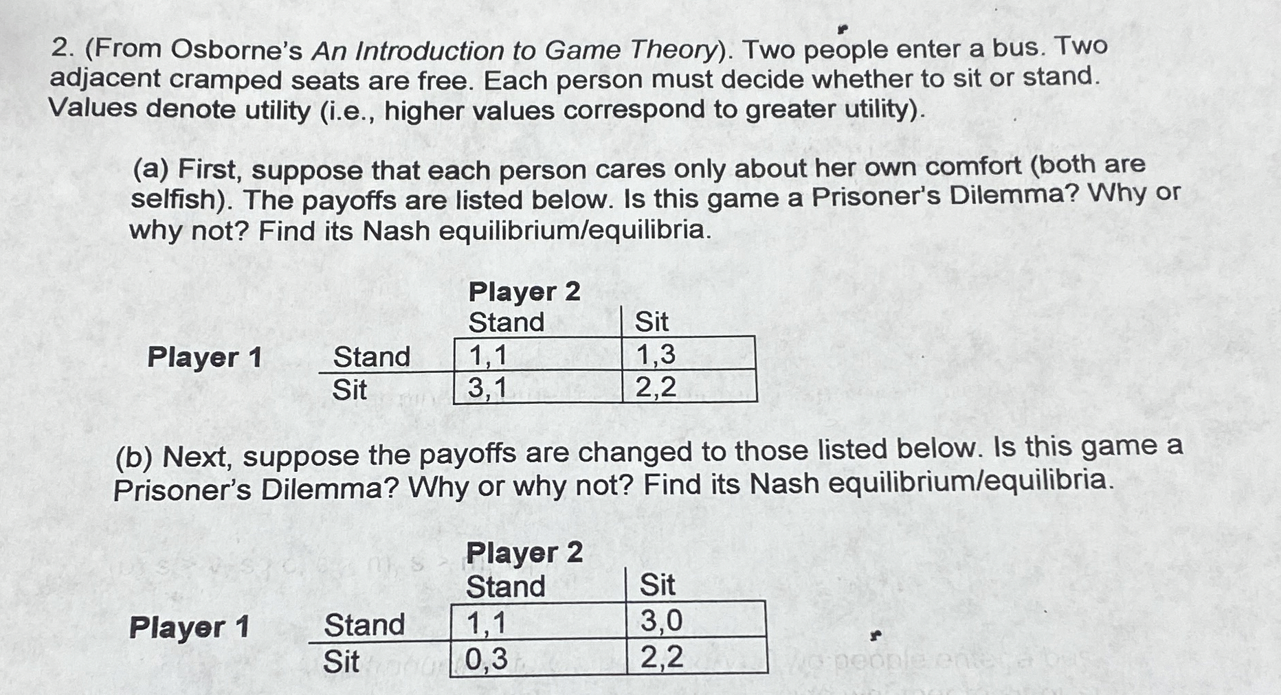 Solved (From Osborne's An Introduction to Game Theory). ﻿Two | Chegg.com